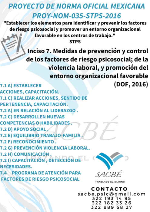 Proyecto de Norma Oficial Mexicana PROY-NOM-035-STPS-2016 :: NUKBÉ